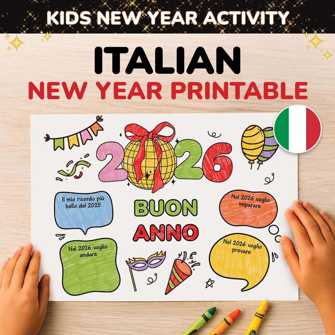 Italian New Year 2026 Kids Printable Activity Bilingual New Year ...