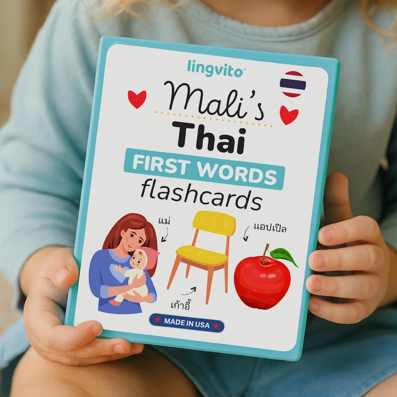 PRINTED Thai Flashcards First Words Learn Thai Language for Kids and ...