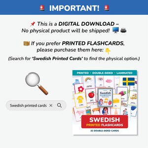 Swedish Flashcards Swedish Language Learn Swedish Vocabulary Printable ...