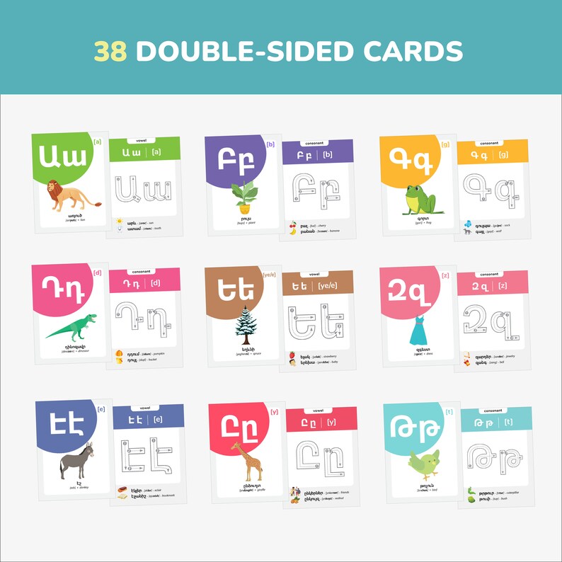 Eastern Armenian Alphabet Flashcards Tracing Armenian Letters Armenian ...