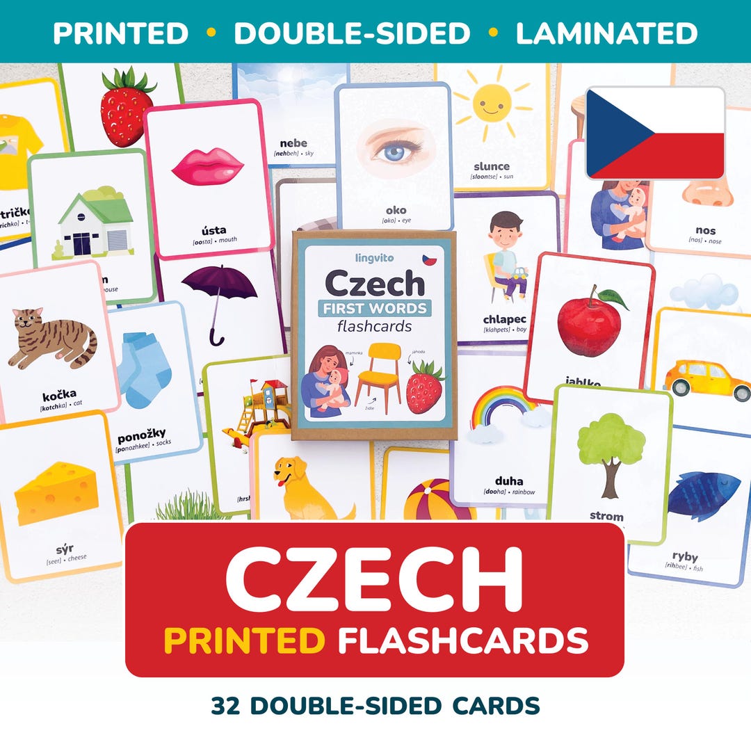 PRINTED Czech Flashcards First Words Czech Language Learn Czech Baby ...