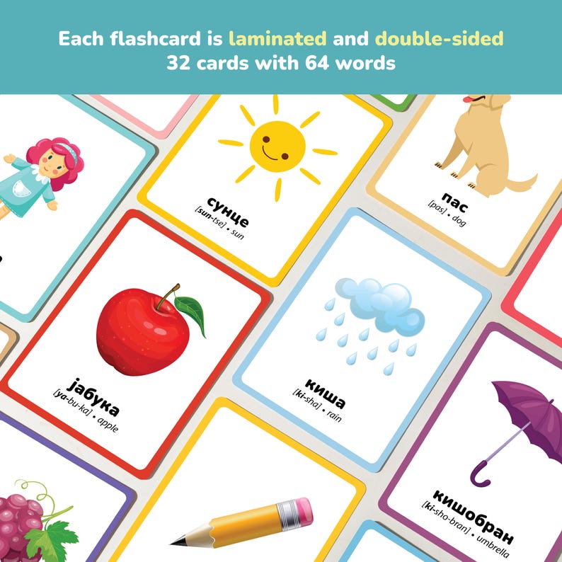 PRINTED Serbian Flashcards Laminated First Words Learn Serbian Language ...