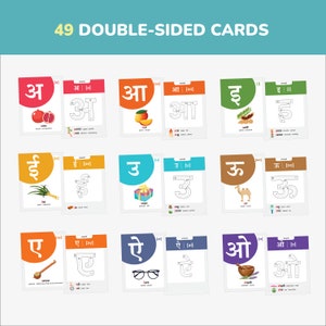 Hindi Alphabet Flashcards Tracing Hindi Letters Language India ...