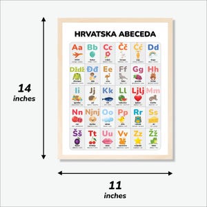 Croatian Alphabet Poster Teach Croatian Letters Educational ABC Print Learn Croatian Kids Room ...