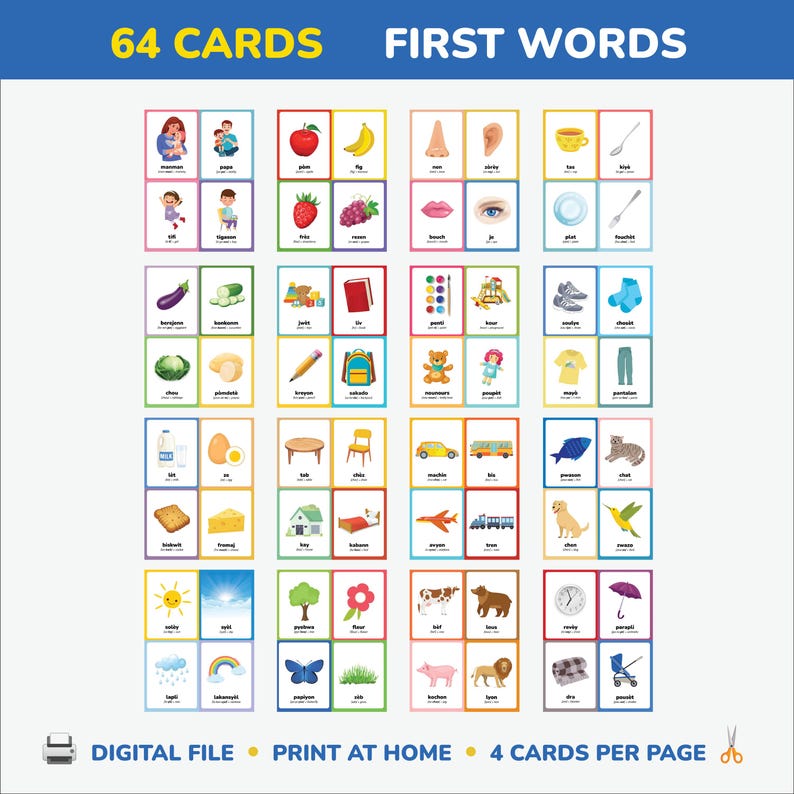 Haitian Creole Flash Cards Creole First Words Learn Haitian Creole ...