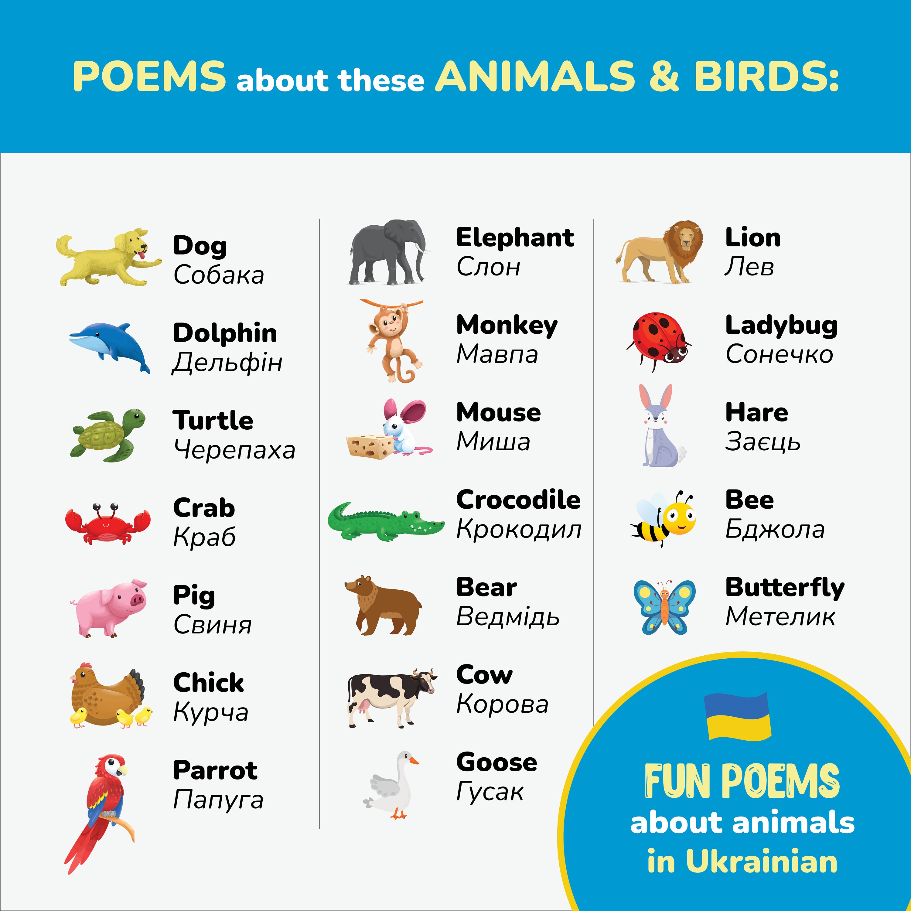 My First Ukrainian Animal Poem Book, Ukrainian Books for Kids ...