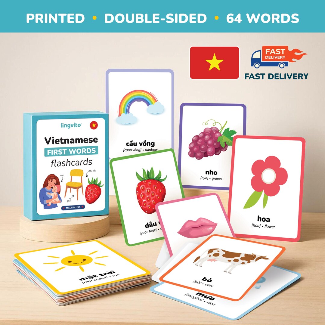 PRINTED Vietnamese Flashcards First Words Vietnamese Language Learn ...