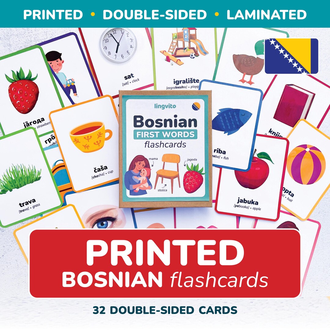 PRINTED Bosnian Flashcards Bosnian Language Learn Bosnian Laminated ...
