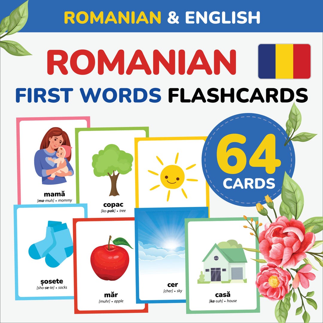 Romanian First Words Flashcards Learn Romanian Language Romanian ...