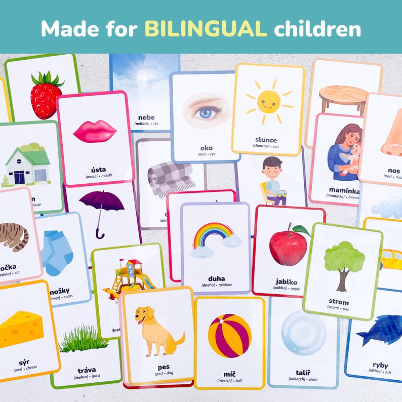 PRINTED Czech Flashcards First Words Czech Language Learn Czech Baby ...