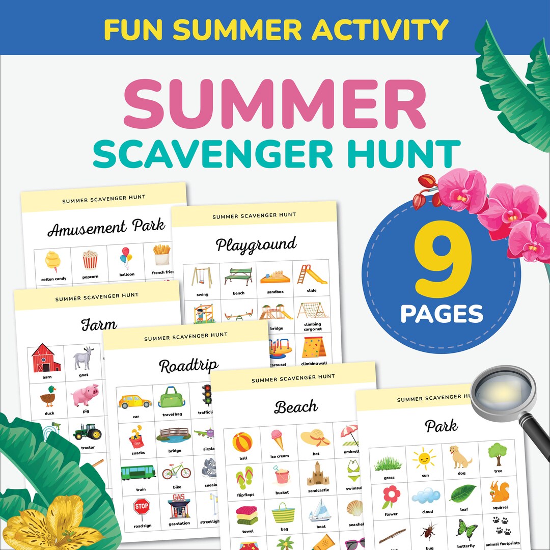 Summer Scavenger Hunt Game Outdoor Treasure Hunt Printable Scavenger ...