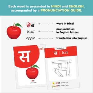 Hindi Alphabet Flashcards Tracing Hindi Letters Language India ...