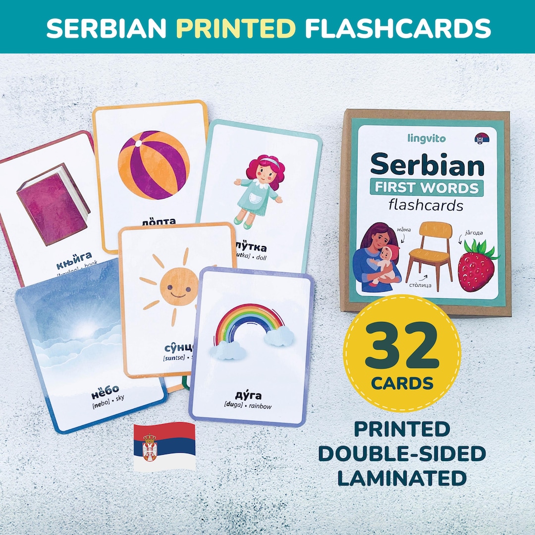 PRINTED Serbian Flashcards Laminated First Words Learn Serbian Language ...