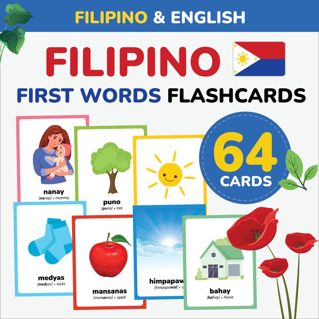 Filipino First Words Flashcards Learn Filipino Language Filipino ...
