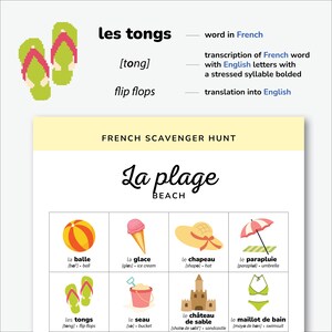 French Summer Scavenger Hunt Game Learn French Kids French Education ...