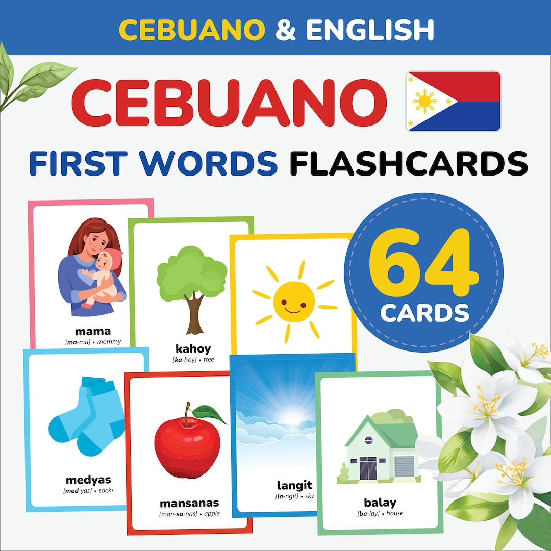 Cebuano First Words Flashcards Learn Cebuano Language Cebuano ...