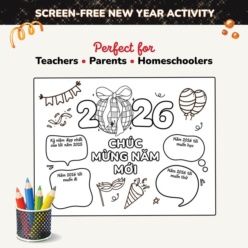 Vietnamese New Year 2026 Kids Printable Activity Bilingual New Year ...
