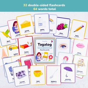 PRINTED Tagalog Flashcards First Words Tagalog Language Learn Tagalog ...