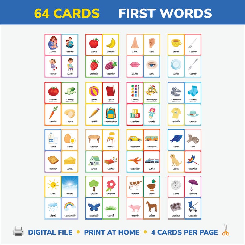Greek First Words Flashcards Learn Greek Language Greek Vocabulary ...