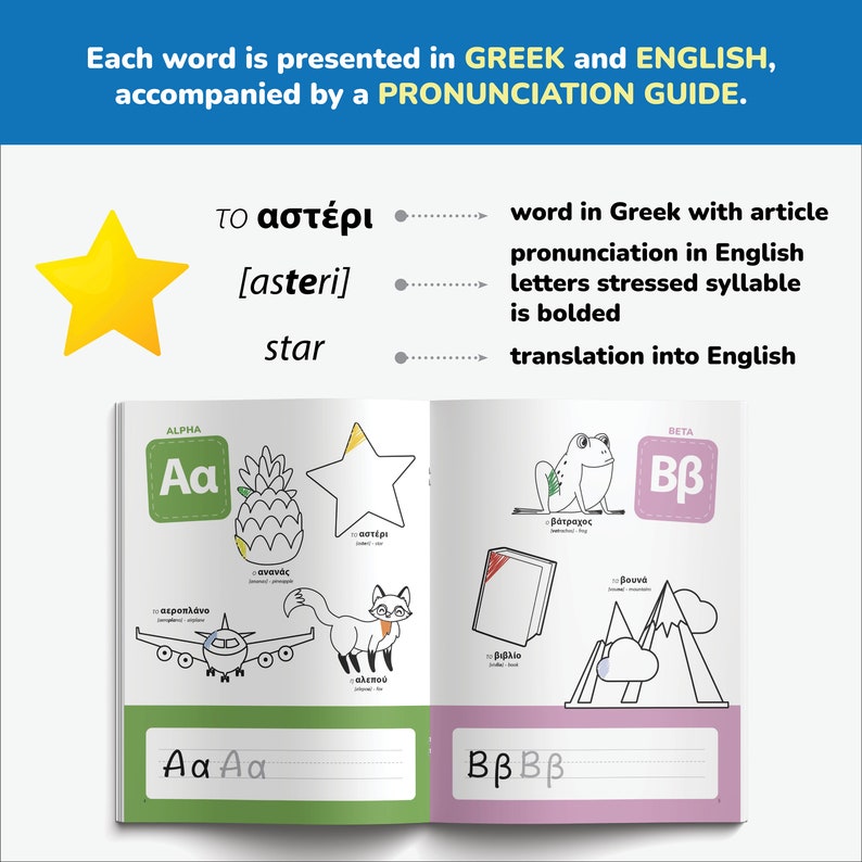 Greek Alphabet Coloring Book Greek Books for Kids Learn Greek Language ...