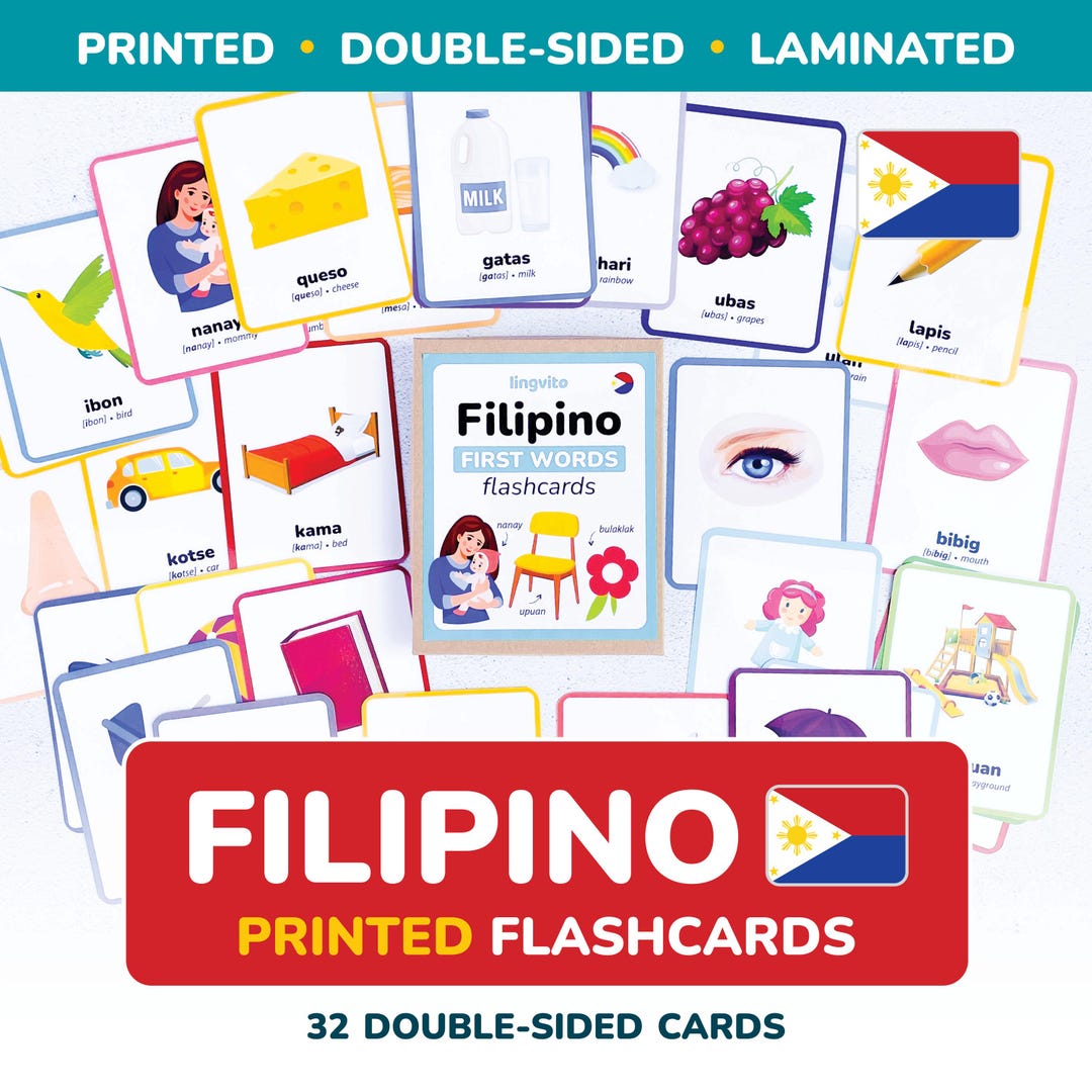 PRINTED Filipino Flashcards First Words Filipino Language Learn ...