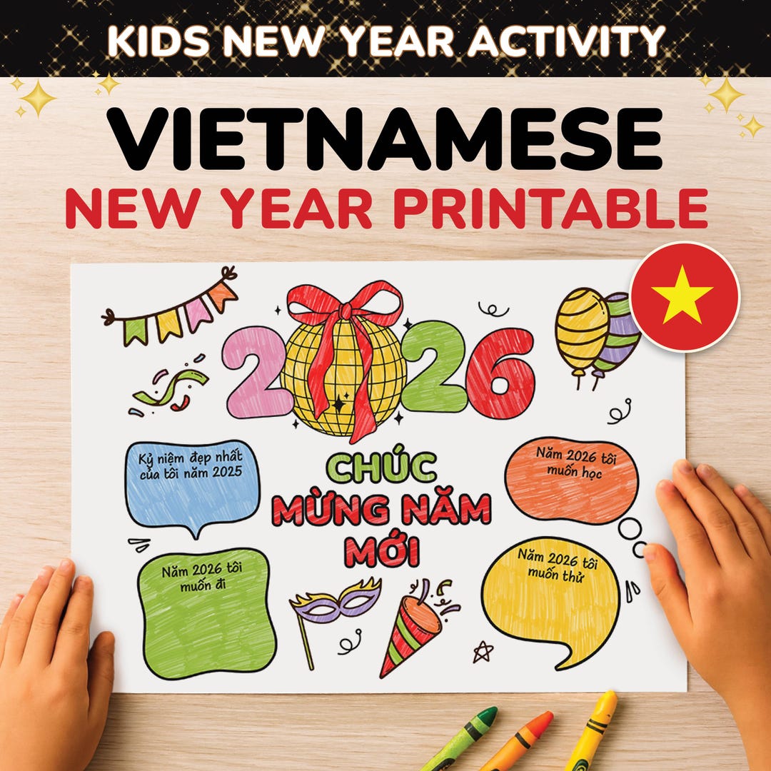 Vietnamese New Year 2026 Kids Printable Activity Bilingual New Year ...