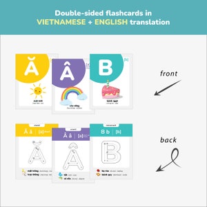 Vietnamese Alphabet Flashcards Tracing Vietnamese Letters Language ...