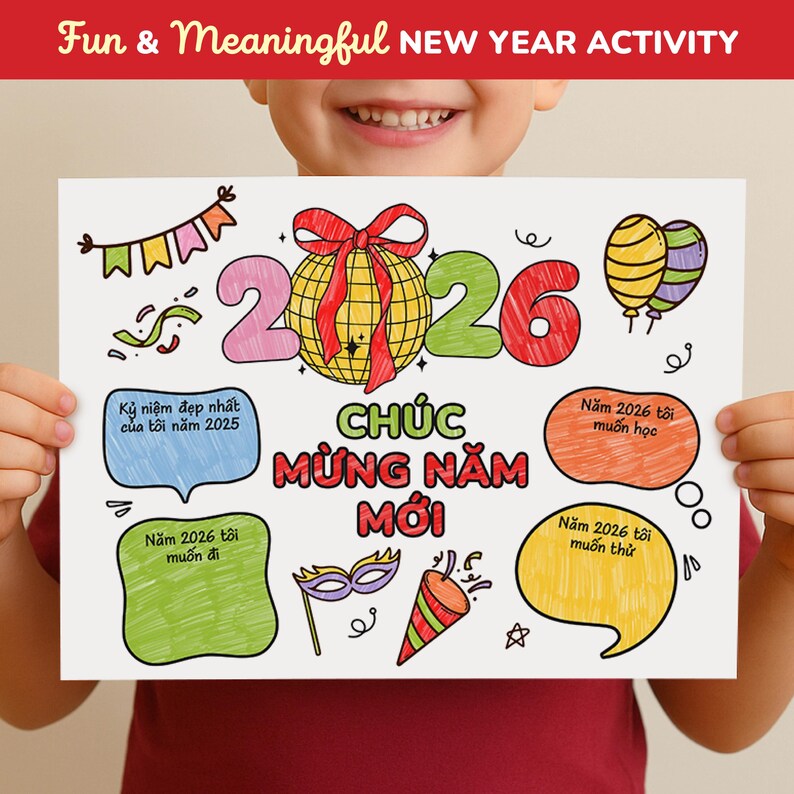 Vietnamese New Year 2026 Kids Printable Activity Bilingual New Year ...