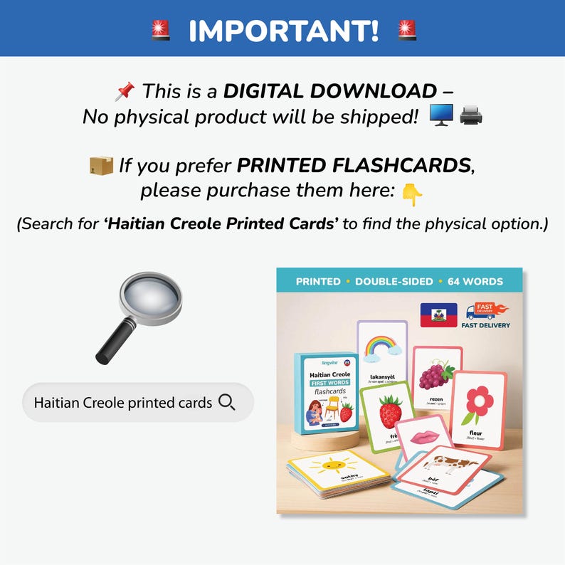 Haitian Creole Flash Cards Creole First Words Learn Haitian Creole ...