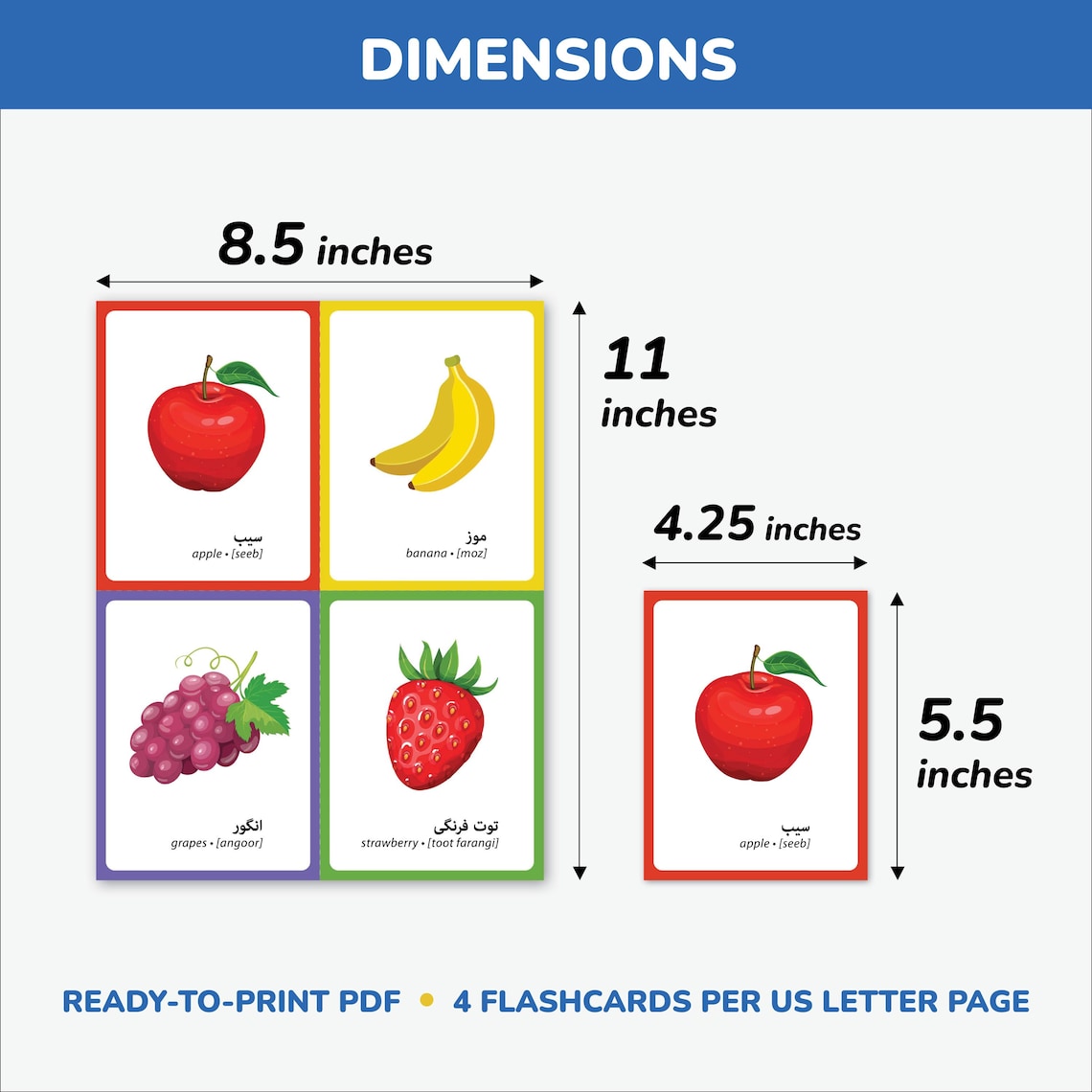 Farsi Persian Flashcards First Words Learn Farsi Language Farsi ...