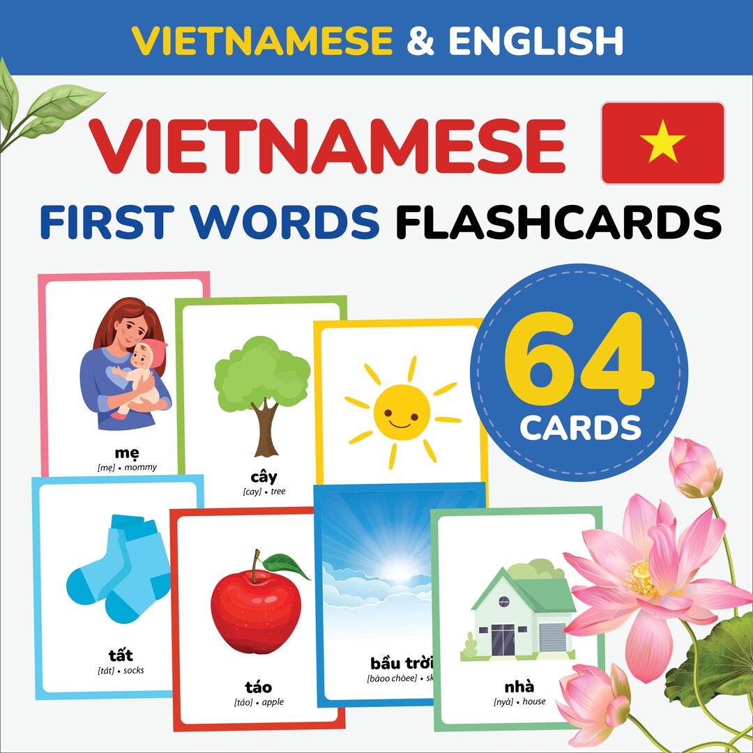Vietnamese First Words Flashcards Learn Vietnamese Language Vocabulary ...
