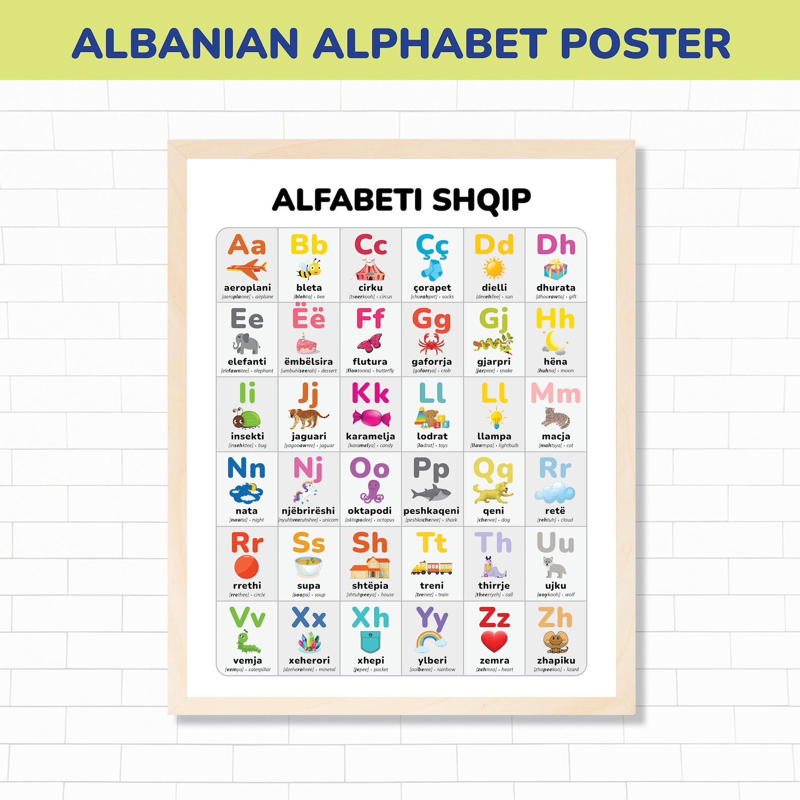 Albanian Alphabet Poster Teach Albanian Letters Educational ABC Print ...