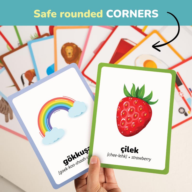 PRINTED Turkish Flashcards First Words Turkish Language Learn Turkish ...