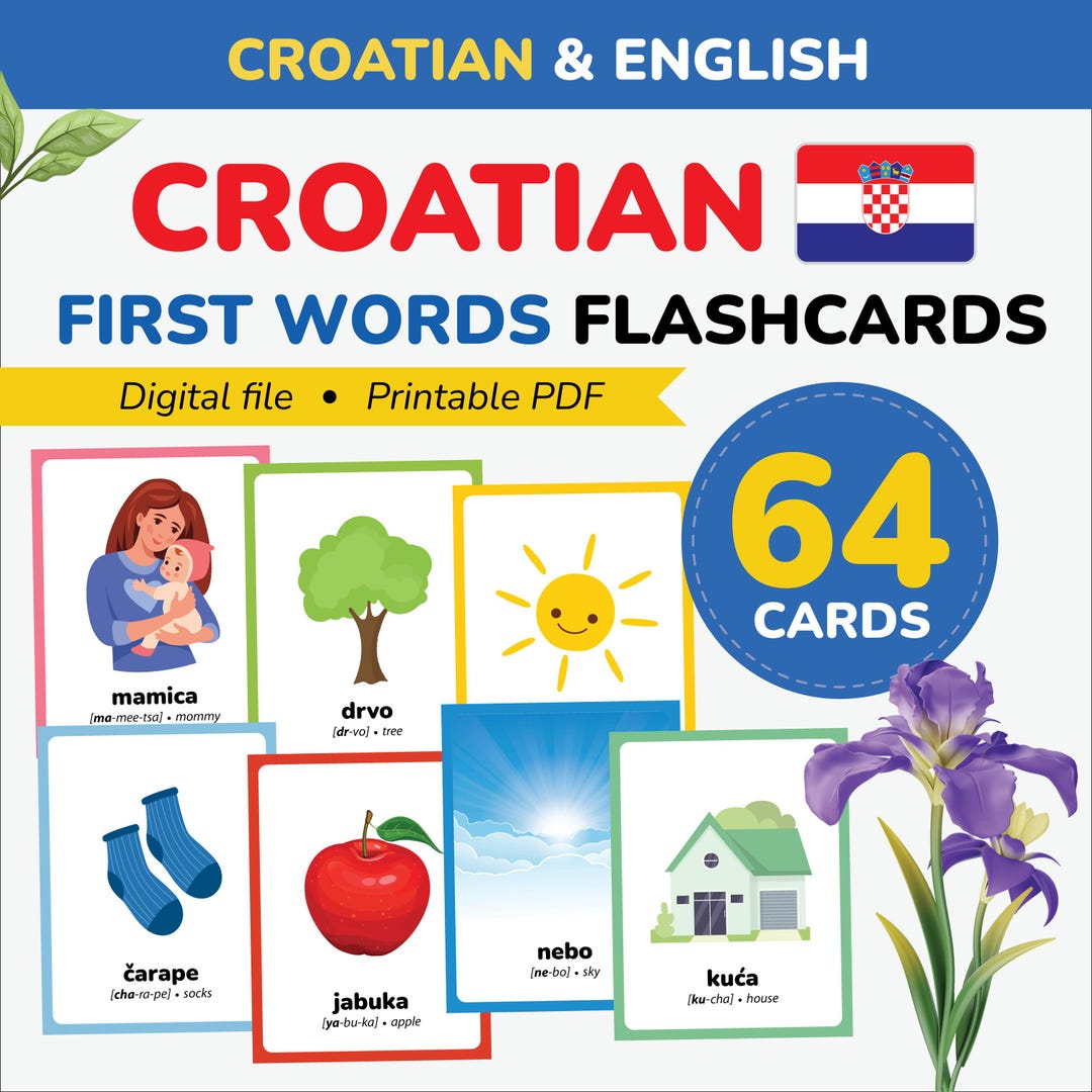 Croatian First Words Flashcards Learn Croatian Language Croatian ...
