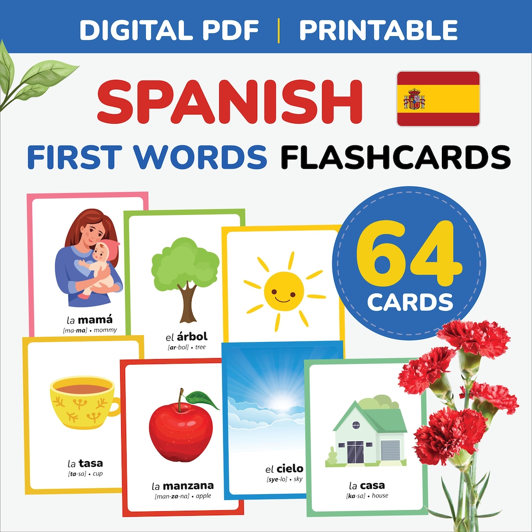 Spanish Flashcards First Words Learn Spanish Language Spanish ...