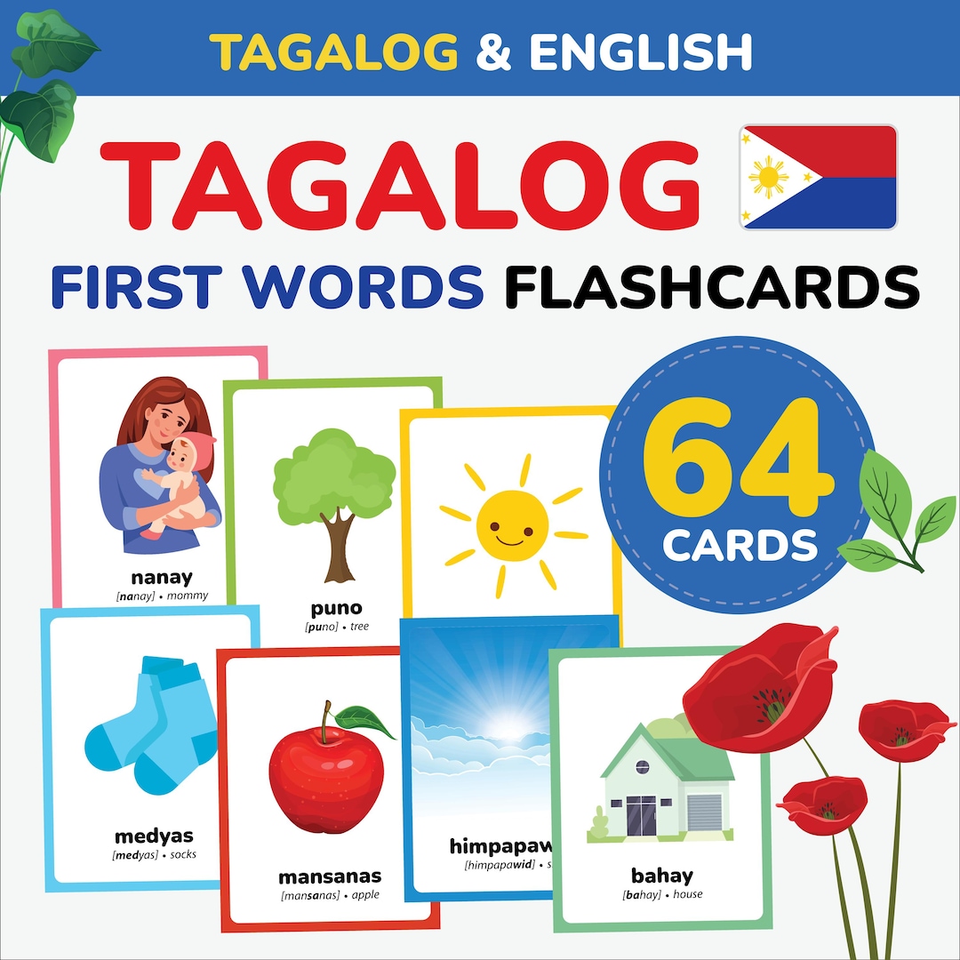 Tagalog First Words Flashcards Learn Tagalog Language Tagalog ...