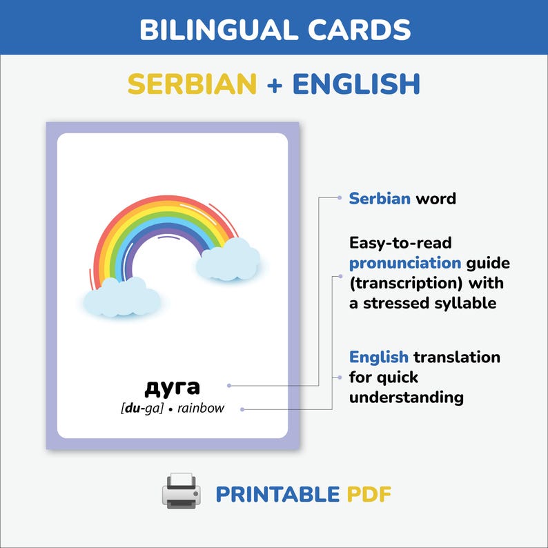 Serbian First Words Flashcards Learn Serbian Language Serbian ...