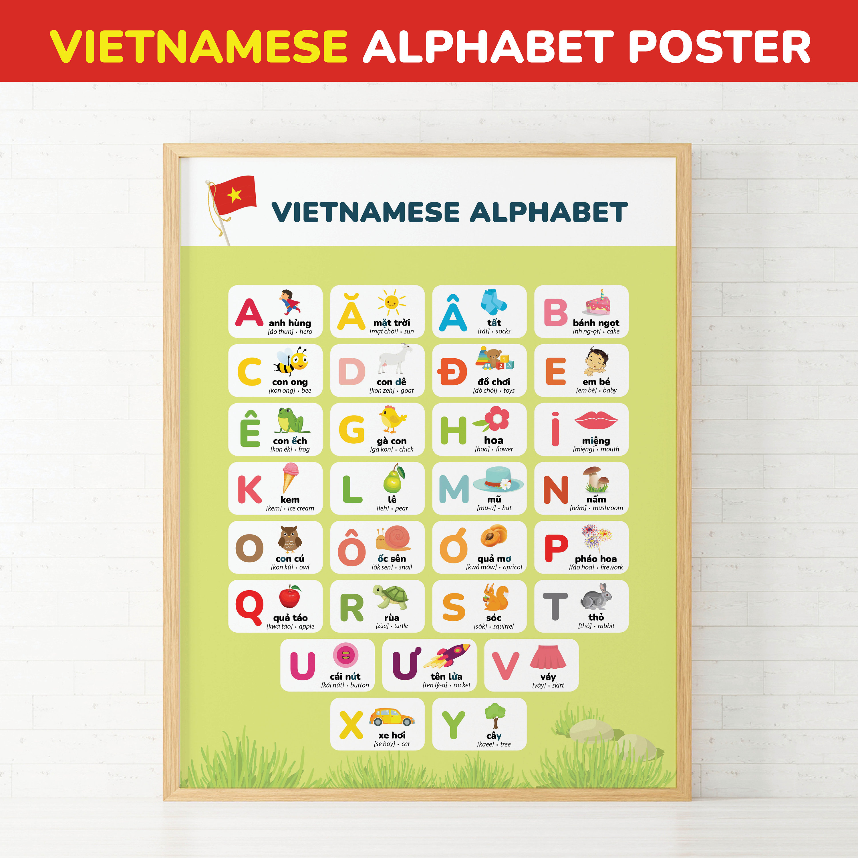 Vietnamese Alphabet Poster Vietnamese Bilingual Alphabet Poster Learn Vietnamese Education