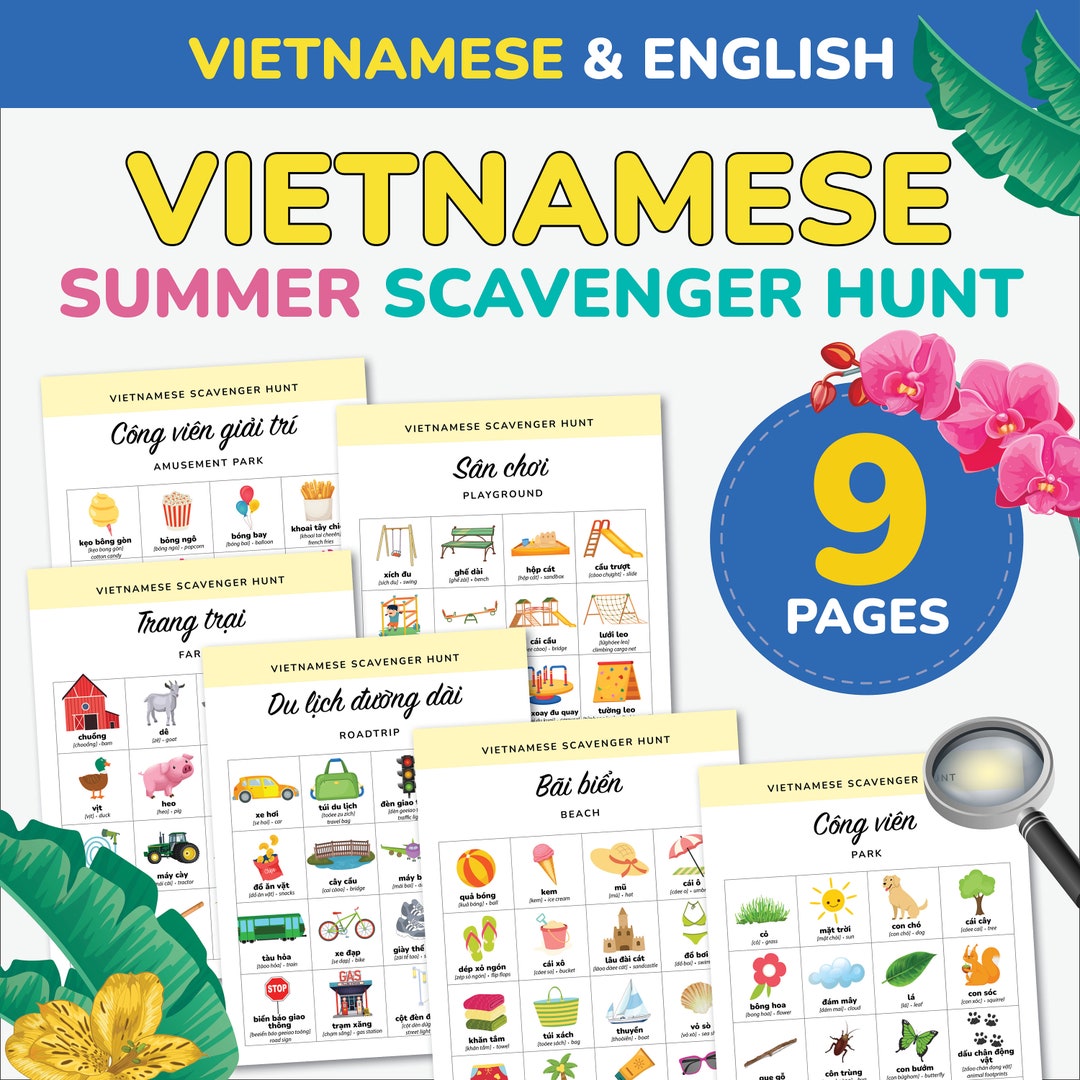 Vietnamese Summer Scavenger Hunt Game Learn Vietnamese Kids Vietnamese ...