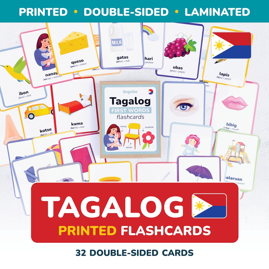 PRINTED Tagalog Flashcards First Words Tagalog Language Learn Tagalog ...