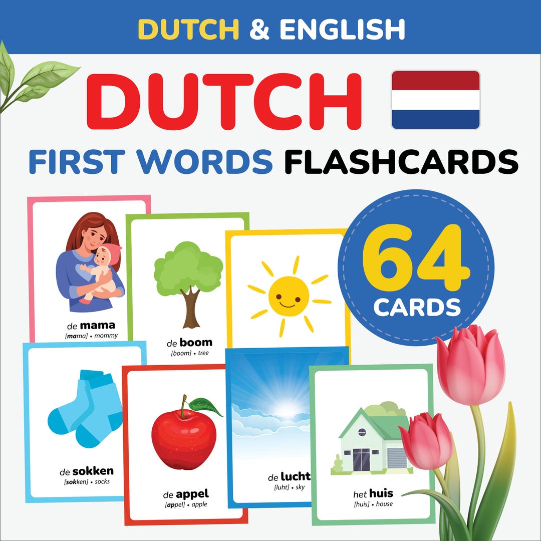 Dutch First Words Flashcards Learn Dutch Language Dutch Vocabulary Printable Dutch Alphabet Mom ...