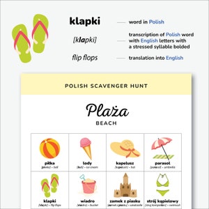 Polish Summer Scavenger Hunt Game Learn Polish Kids Polish Education ...