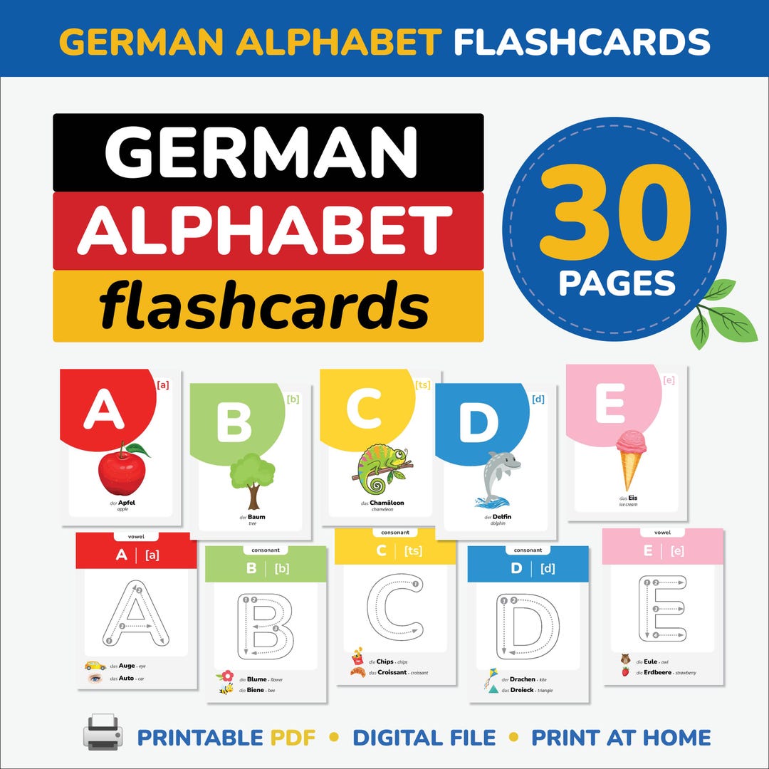German Alphabet Flashcards Tracing German Letters German Language ...
