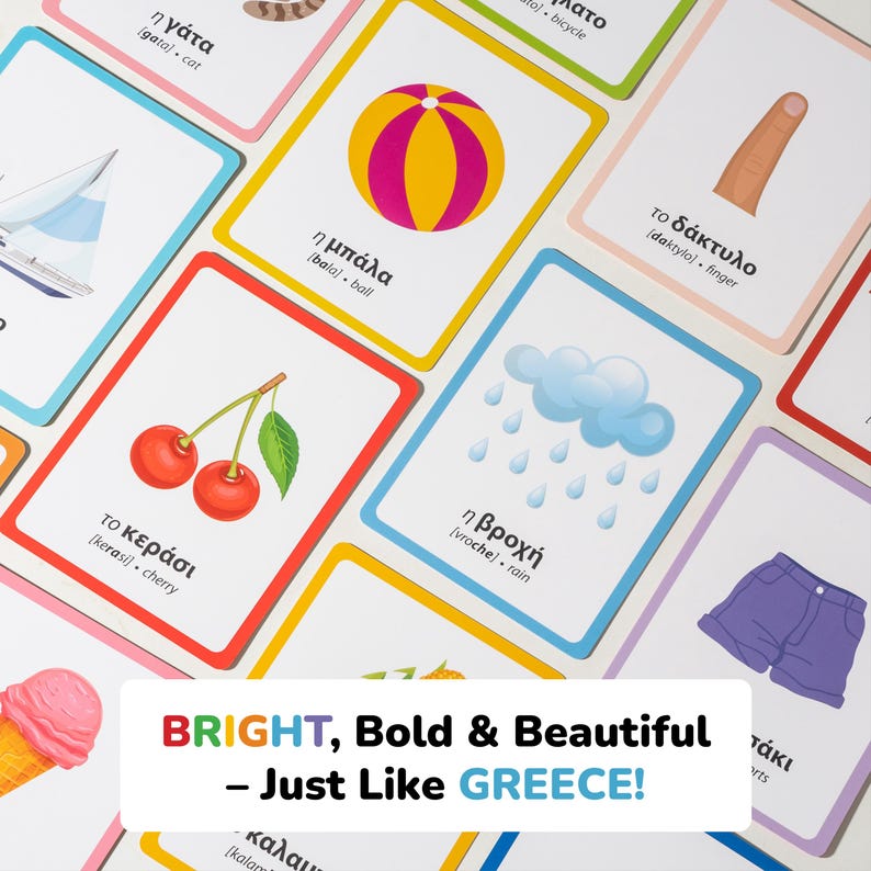 PRINTED Greek Flashcards Greek Language Learning Greece Vocabulary ...