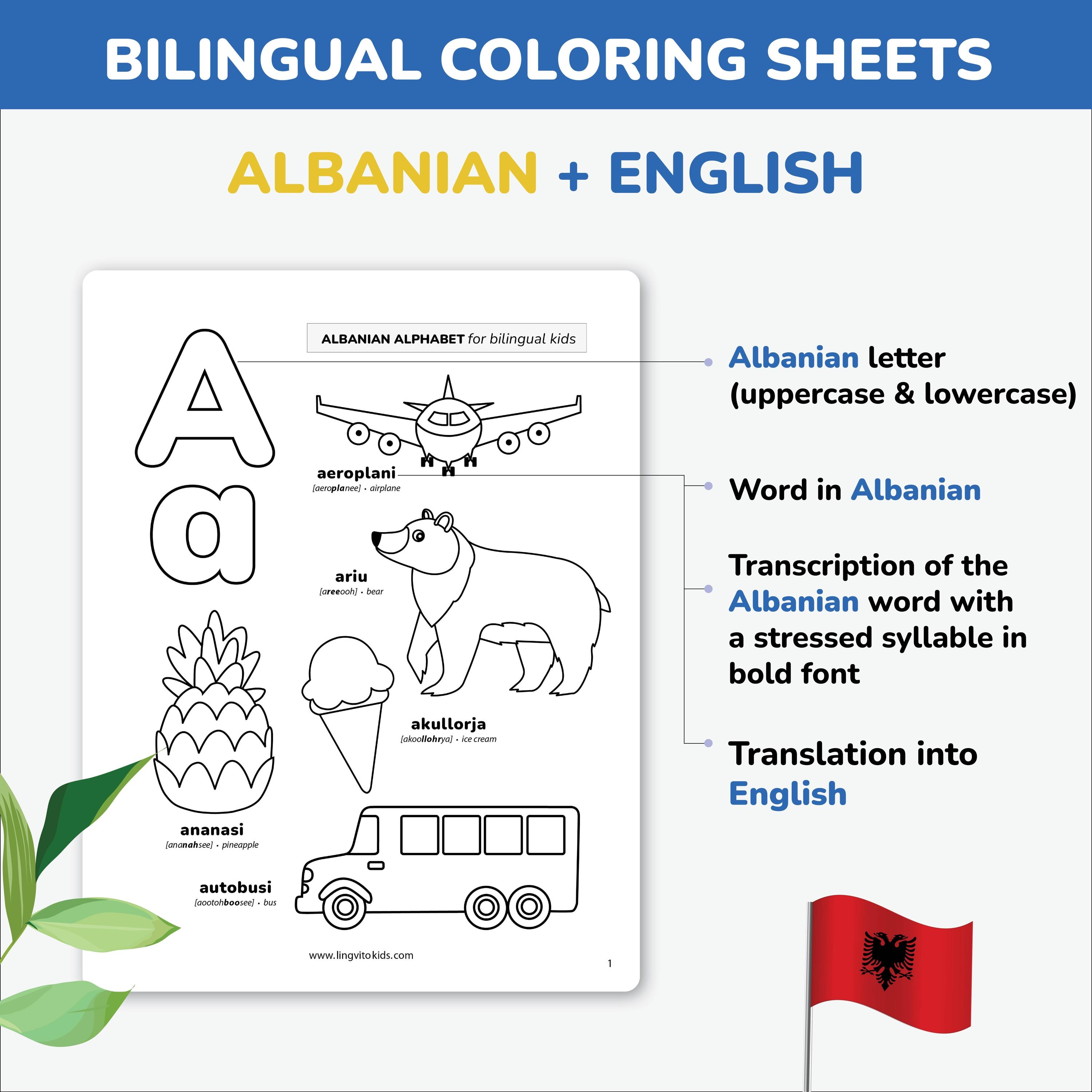 Albanian Alphabet Coloring Sheets Tracing Letter Font Albanian ...