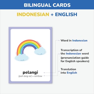 Indonesian First Words Flashcards Learn Indonesian Language Vocabulary ...