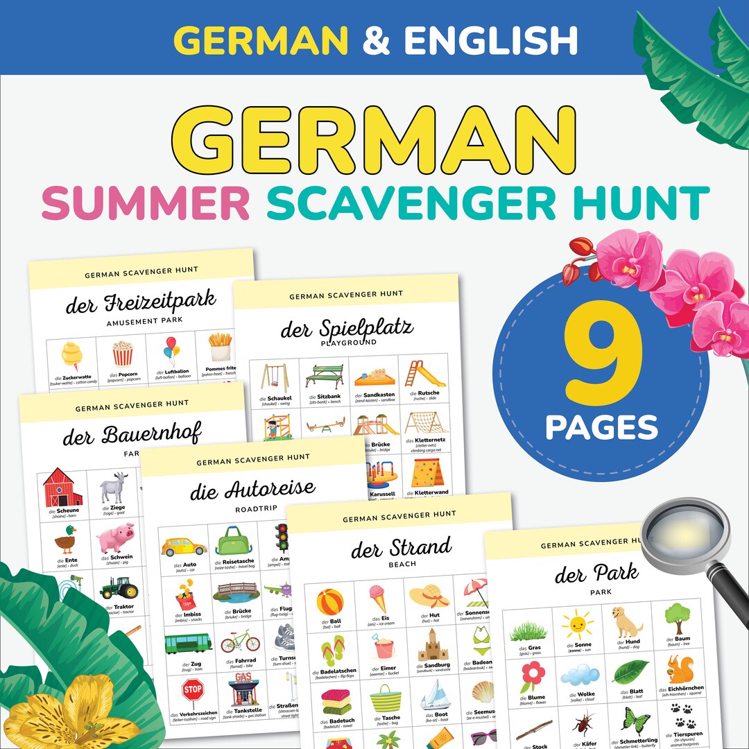 German Summer Scavenger Hunt Game Learn German Kids German Education ...