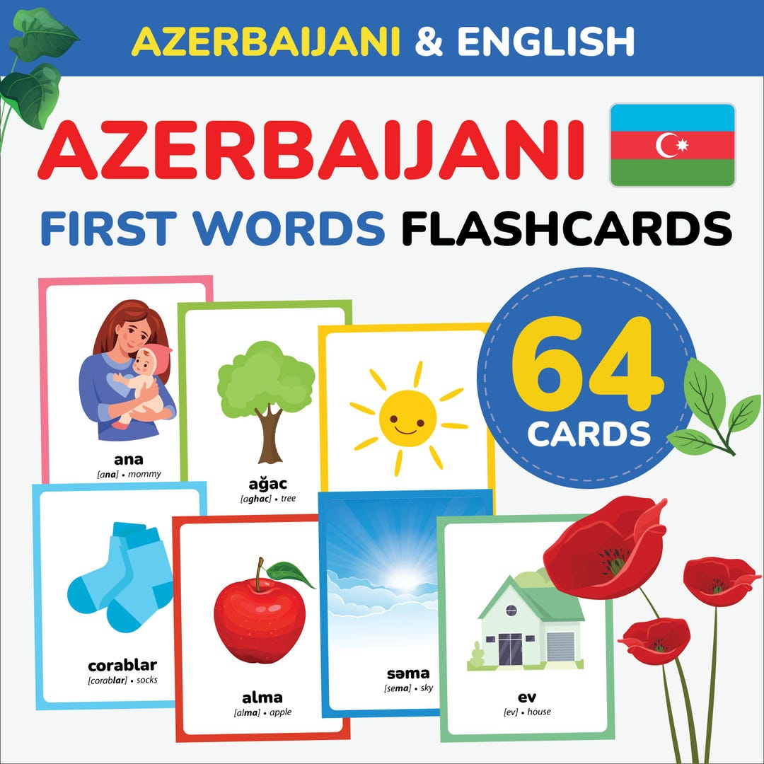 Azerbaijani First Words Flashcards Learn Azerbaijani Language ...