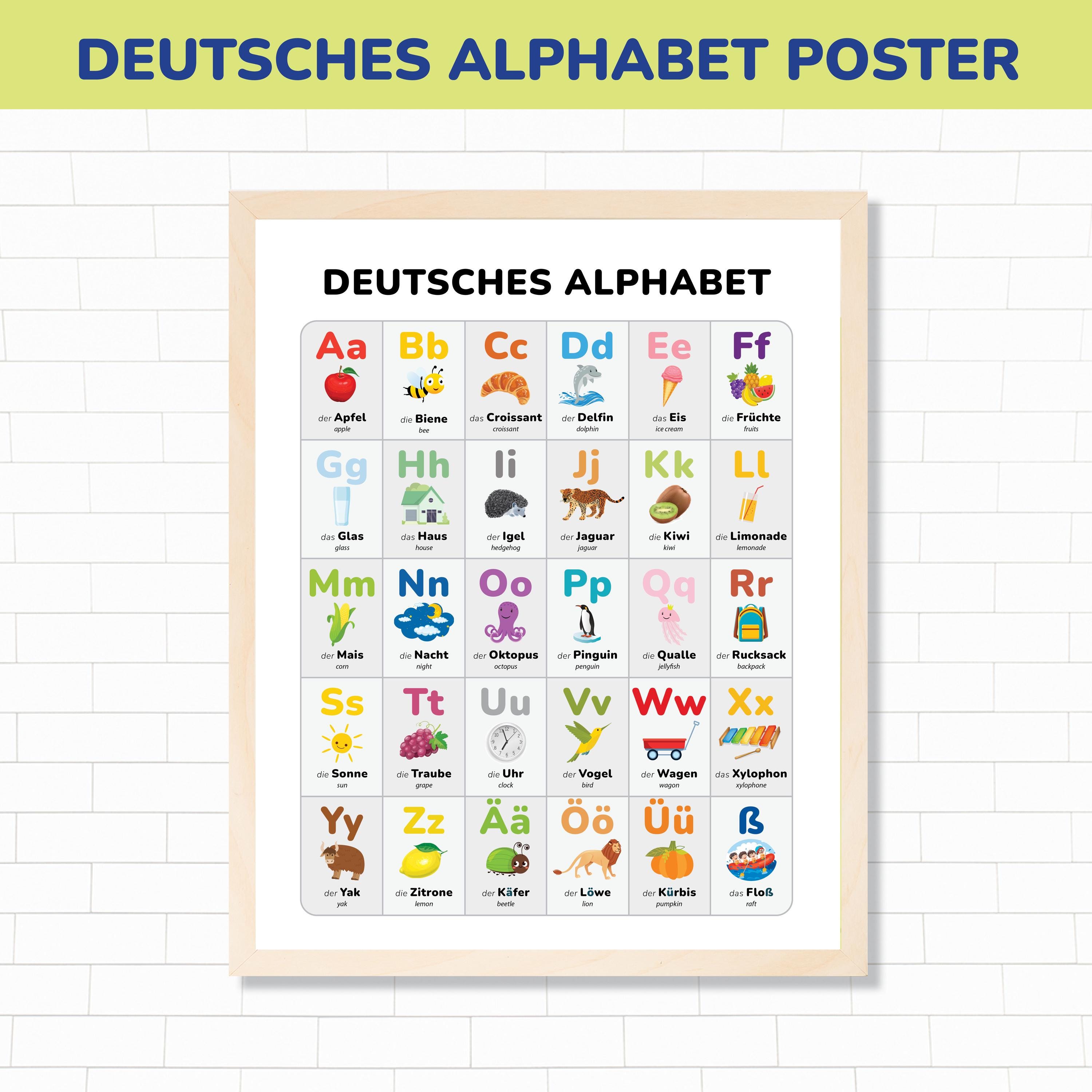 German Alphabet Poster Teach German Letters Educational ABC Print Learn ...