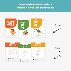 Hindi Alphabet Flashcards Tracing Hindi Letters Language India ...